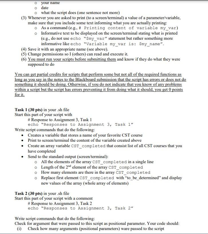 Solved Assignment 3 - A Simple BASH Script Submit .sh (file | Chegg.com Solved Assignment 3 - A Simple BASH Script Submit .sh (file | Chegg.com