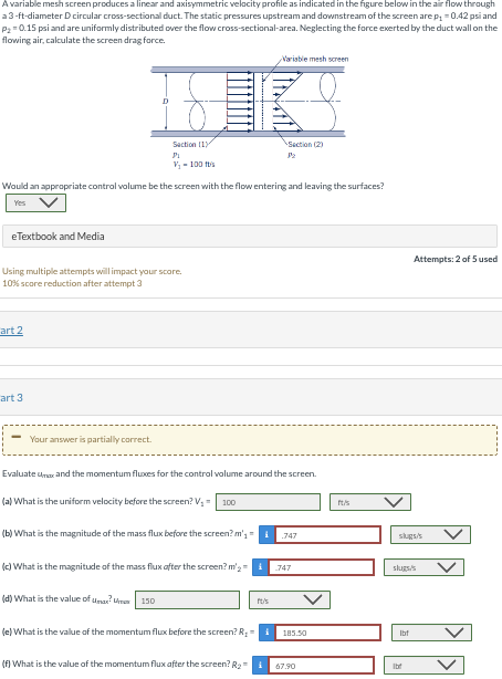 Solved A variable mesh screen produces a linear and | Chegg.com
