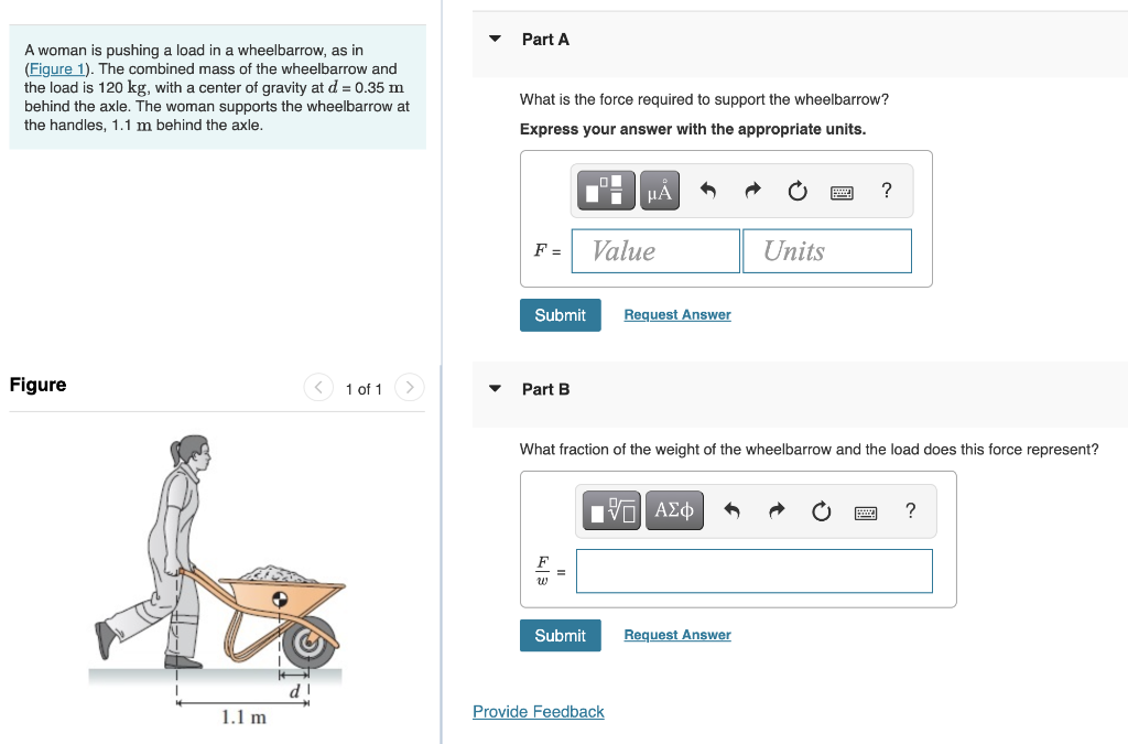 Solved A woman is pushing a load in a wheelbarrow, as in The | Chegg.com