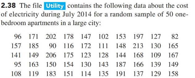 Solved 2.38 The file Utility contains the following data | Chegg.com