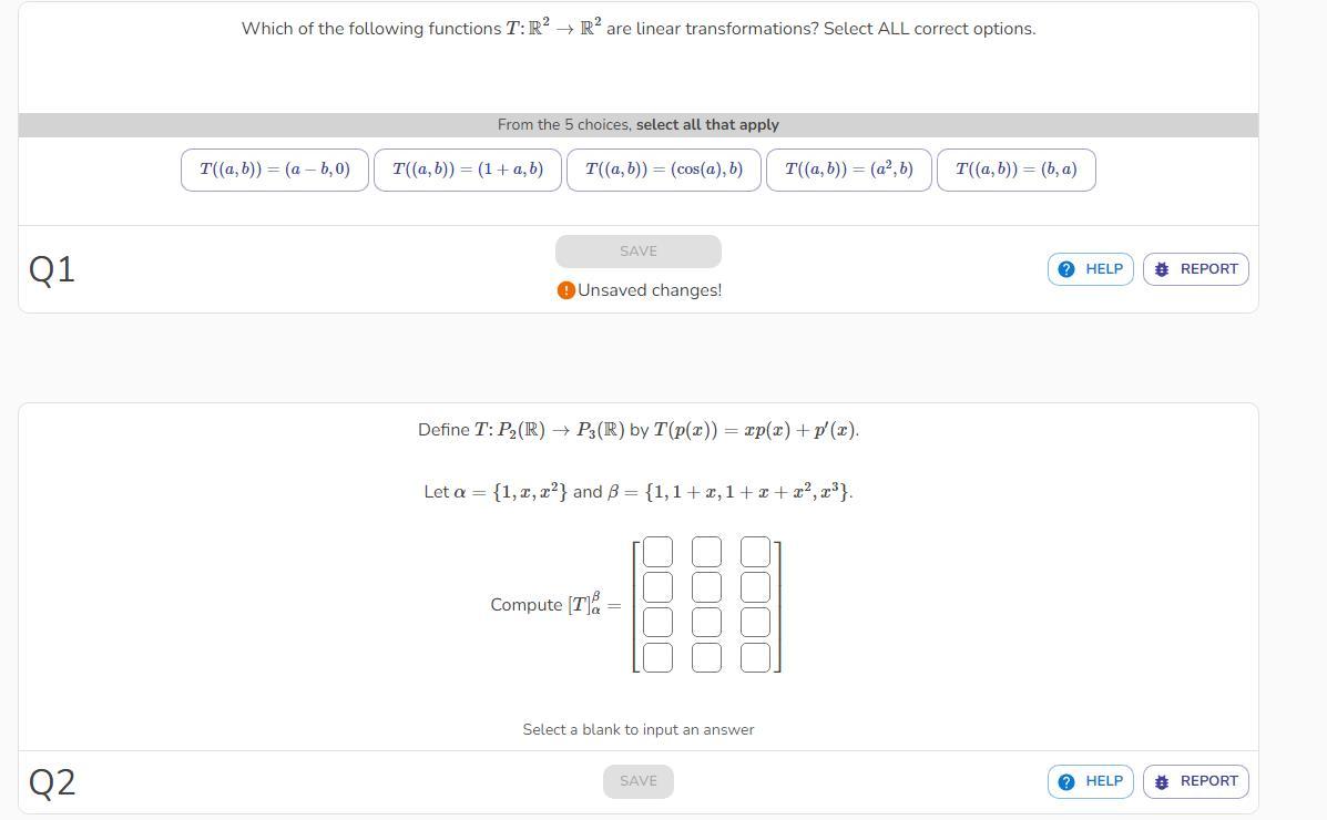 Solved Which of the following functions T:R2→R2 are linear | Chegg.com