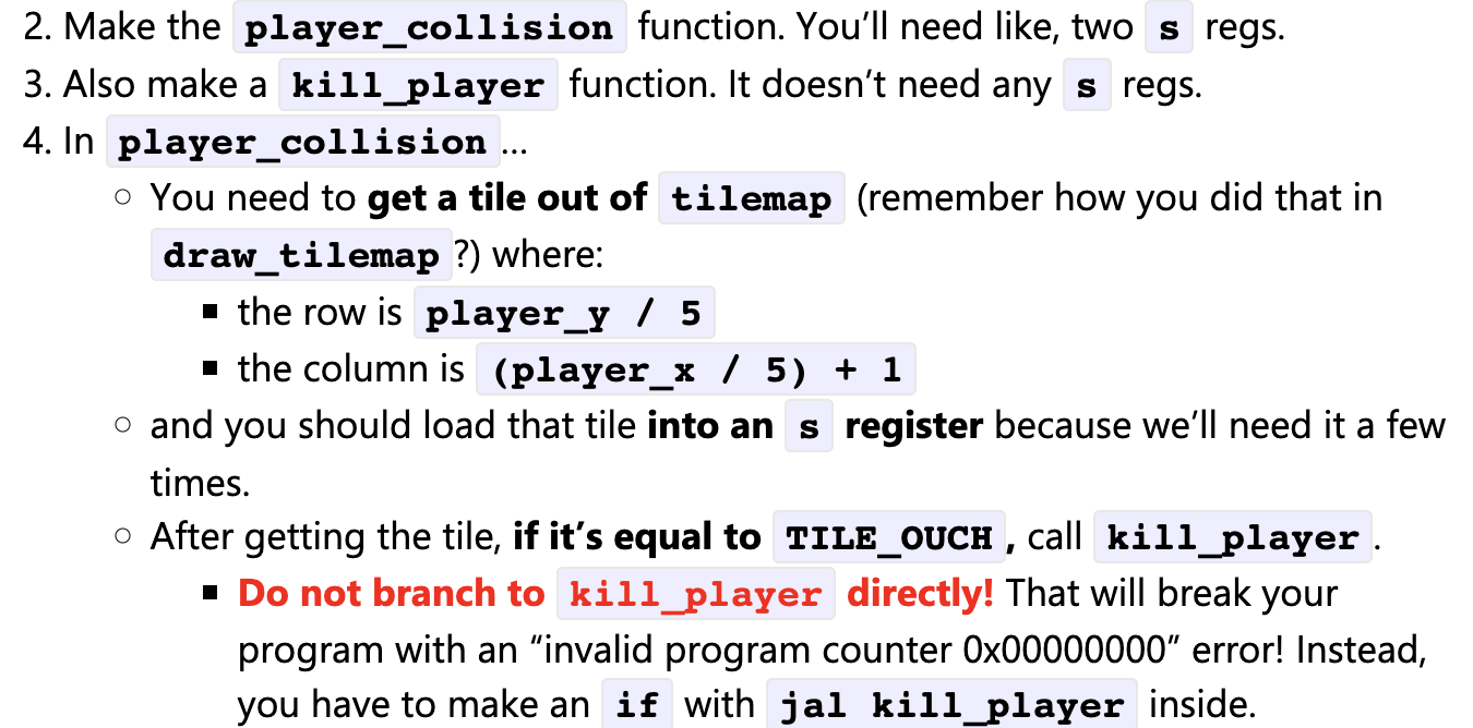Solved Write a function called player_collision in mips! In | Chegg.com