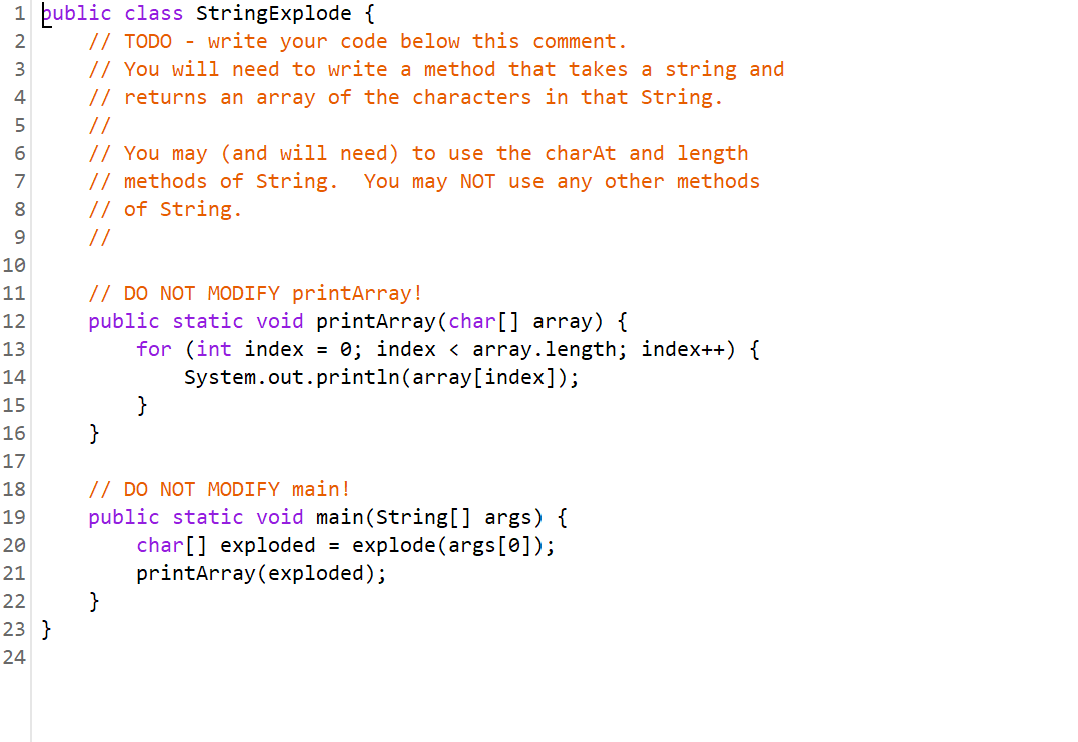 Solved argument foo is below:public class StringExplode \{ | Chegg.com