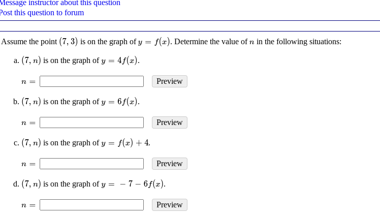 Solved Assume the point (7,3) is on the graph of y=f(x). | Chegg.com
