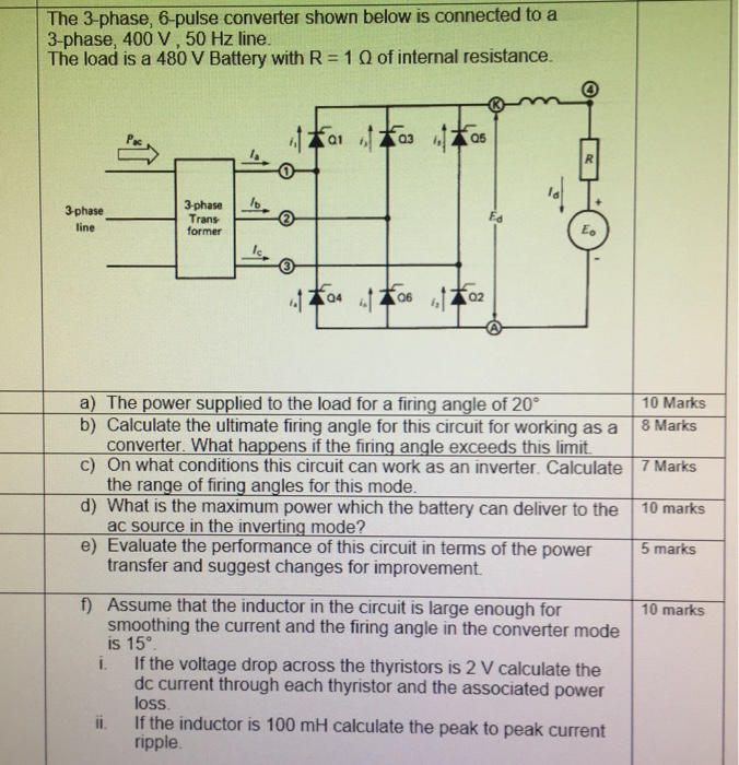 Solved The 3-phase, 6-pulse converter shown below is | Chegg.com