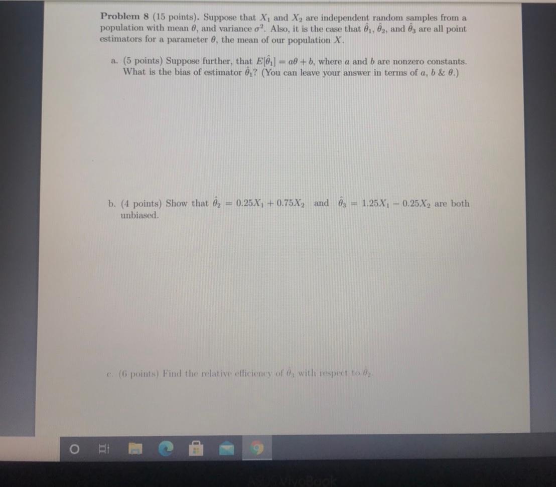 Solved Problem 8 (15 points). Suppose that X, and X, are | Chegg.com
