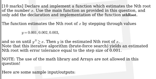 Solved [10 marks] Declare and implement a function which | Chegg.com