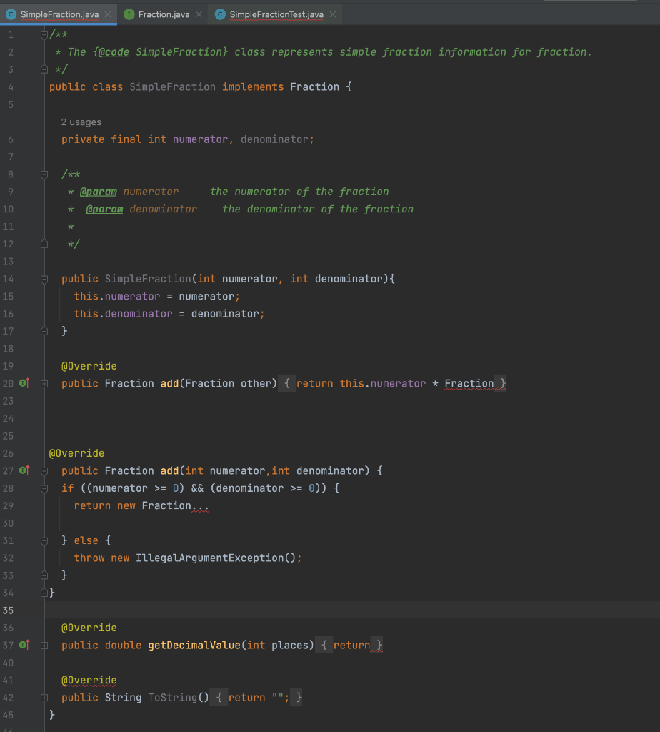Solved 2 The Fraction interface In this lab, you have to | Chegg.com