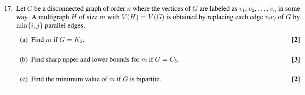 Solved 17. Let G be a disconnected graph of order n where | Chegg.com