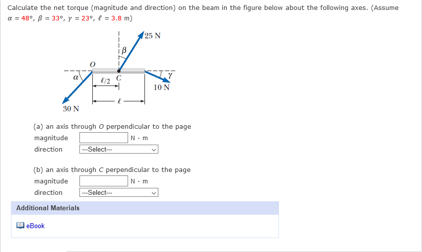 Solved Calculate the net torque (magnitude and direction) on | Chegg.com