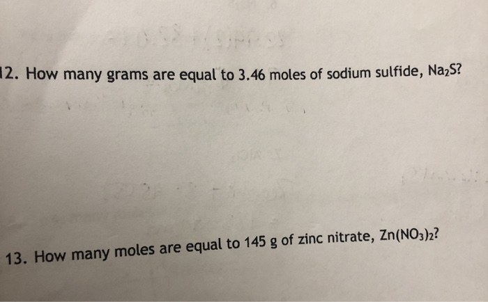 Solved 12. How many grams are equal to 3.46 moles of sodium | Chegg.com
