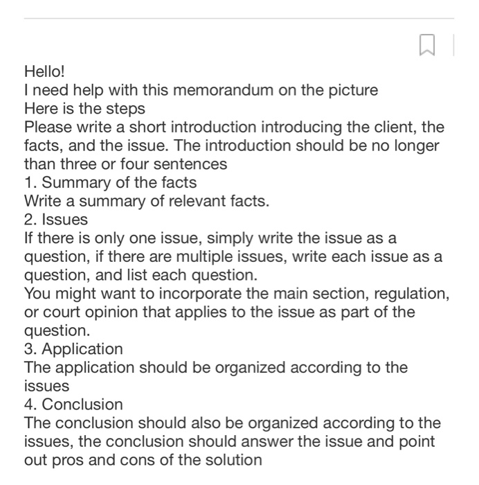 Solved Hello! I need help with this memorandum on the | Chegg.com