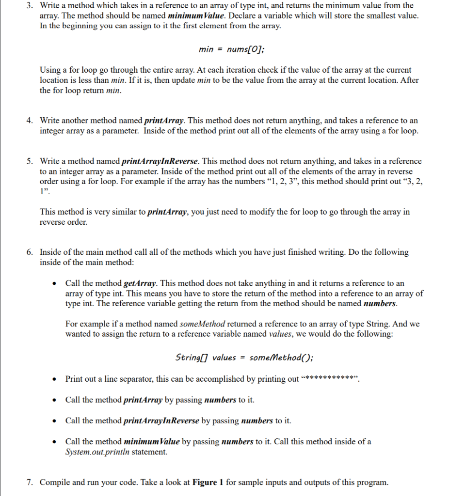 Solved Array of Numbers You will write several methods for | Chegg.com