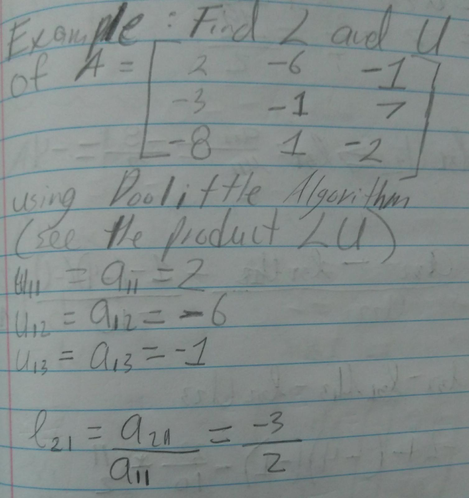 Doolittle LU Decomposition Step 2 Ax = b LUx = b Ld = | Chegg.com