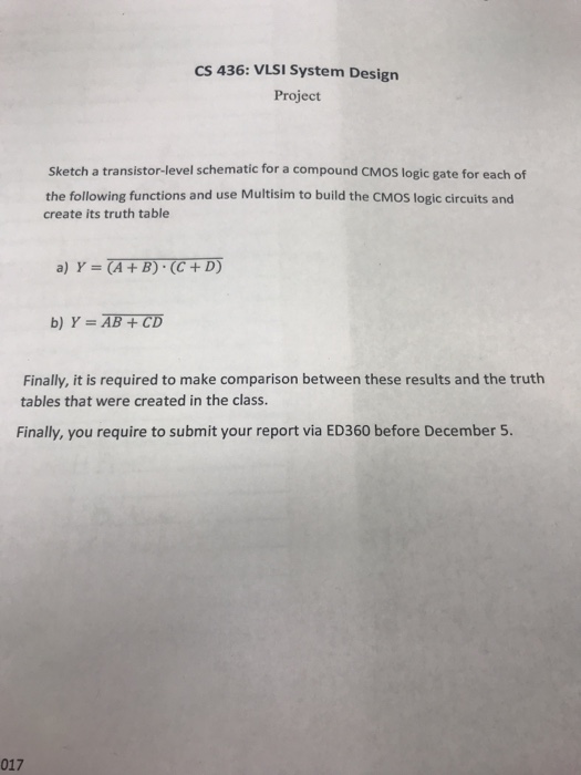 Solved Cs 436: VLSI System Design Project Sketch a | Chegg.com