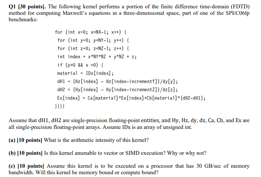 Solved Q1 [30 ﻿points]. ﻿The following kernel performs a | Chegg.com
