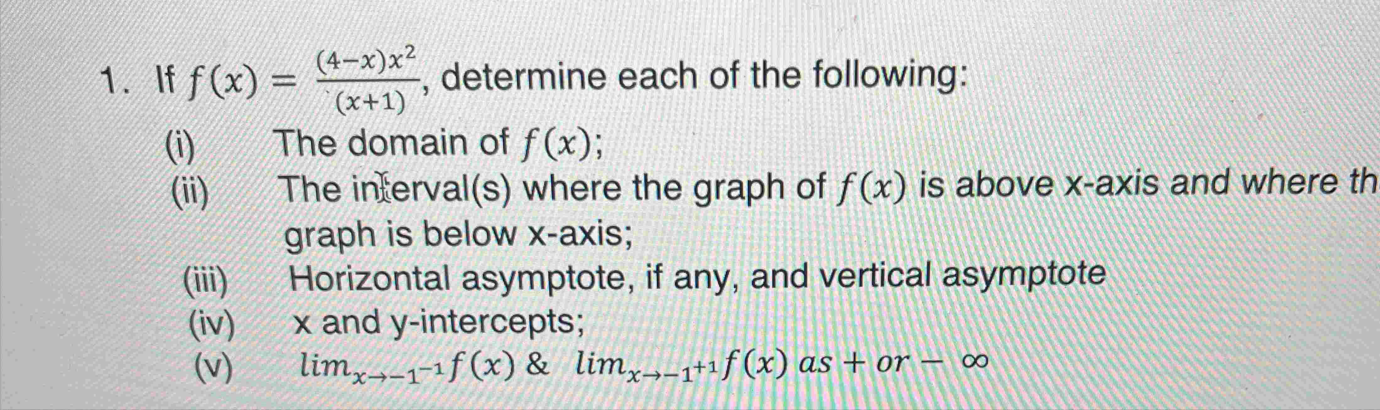 Solved If f(x)=(4-x)x2(x+1), ﻿determine each of ﻿the | Chegg.com