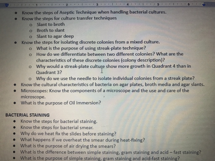 Solved 2 3 5 Know the steps of Aseptic Technique when | Chegg.com