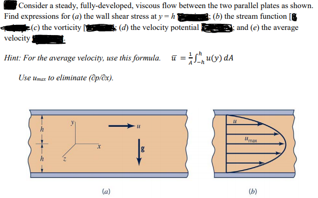 Solved Consider a steady, fully-developed, viscous flow | Chegg.com