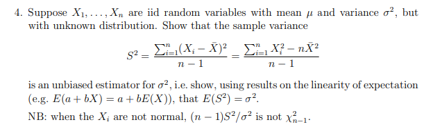 Solved 4. Suppose X1,…,Xn are iid random variables with mean | Chegg.com