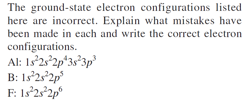 Solved The ground-state electron configurations listed here | Chegg.com