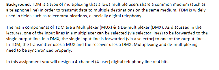 Solved design a circuit applying Time Division Multiplexing | Chegg.com