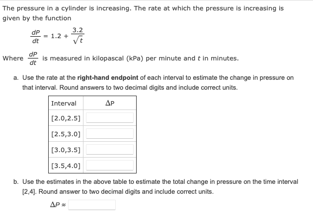 Solved dp The pressure in a cylinder is increasing. The rate | Chegg.com