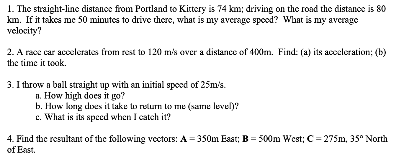 Solved 1. The straight-line distance from Portland to | Chegg.com