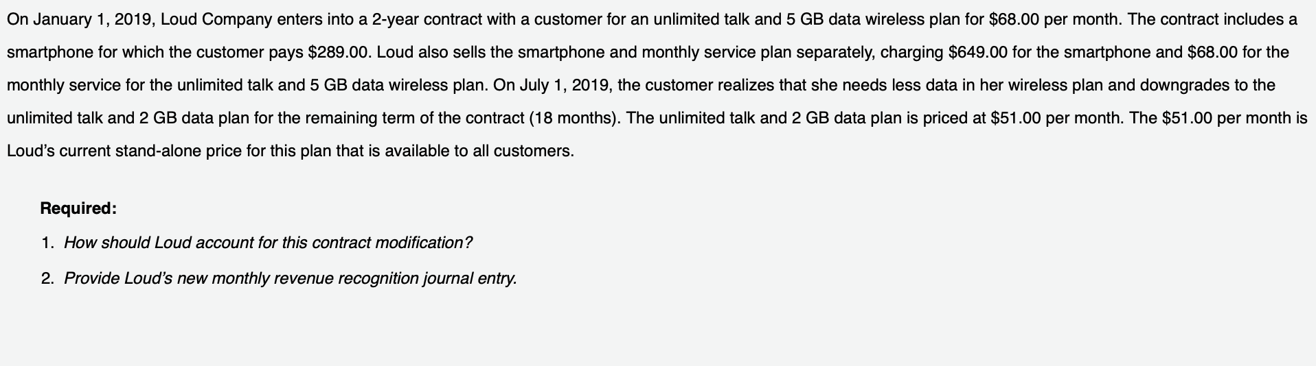 On January 1,2019 , Loud Company enters into a 2 | Chegg.com