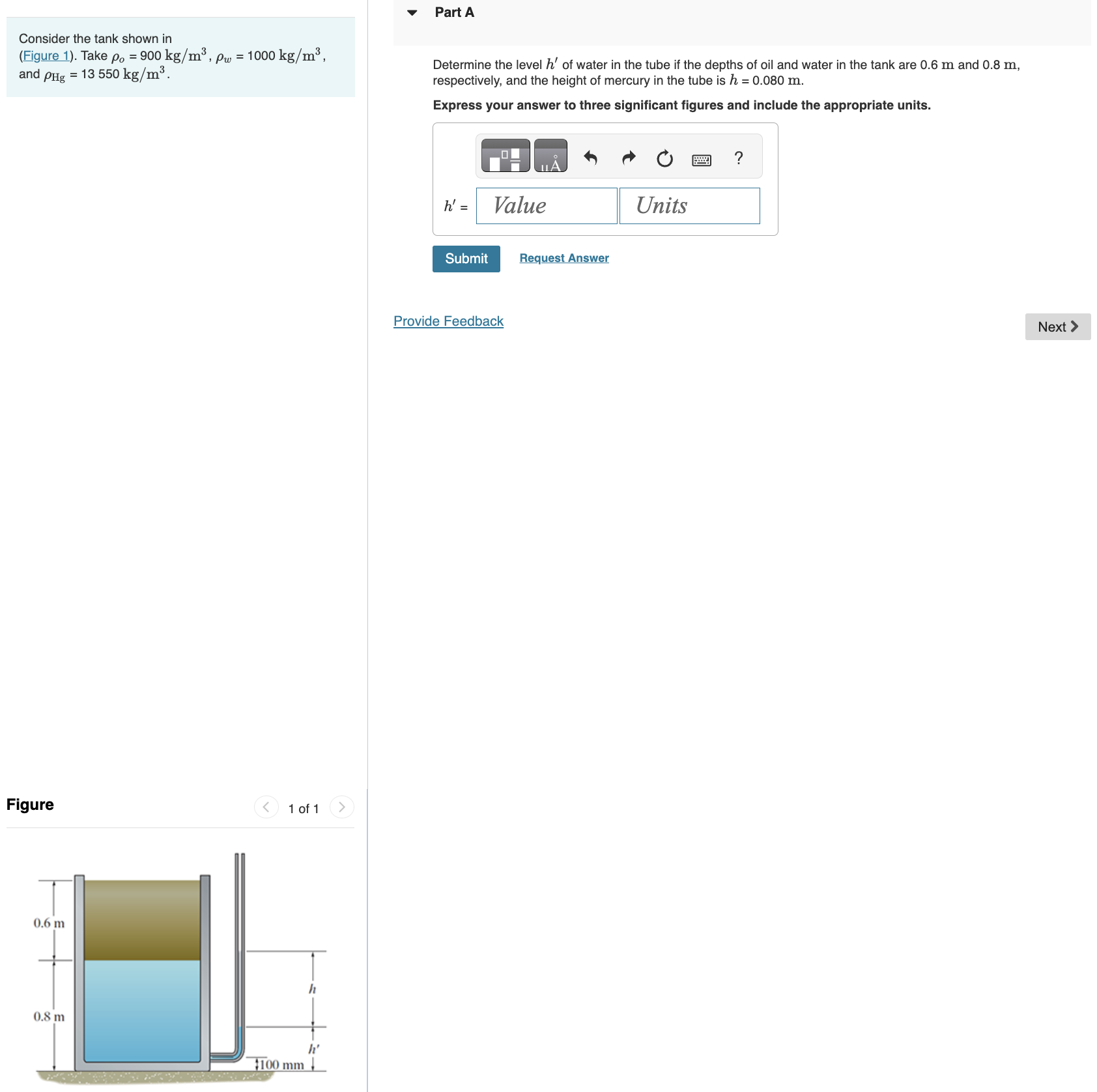 Solved Part AConsider the tank shown in(Figure 1). ﻿Take | Chegg.com