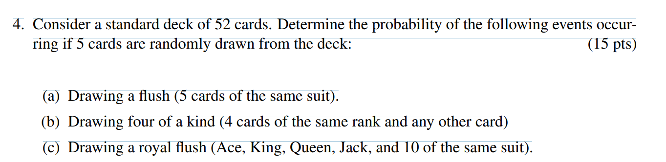 Solved 4. Consider a standard deck of 52 cards. Determine | Chegg.com