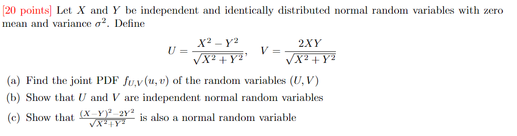 Solved 20 points] Let X and Y be independent and identically | Chegg.com