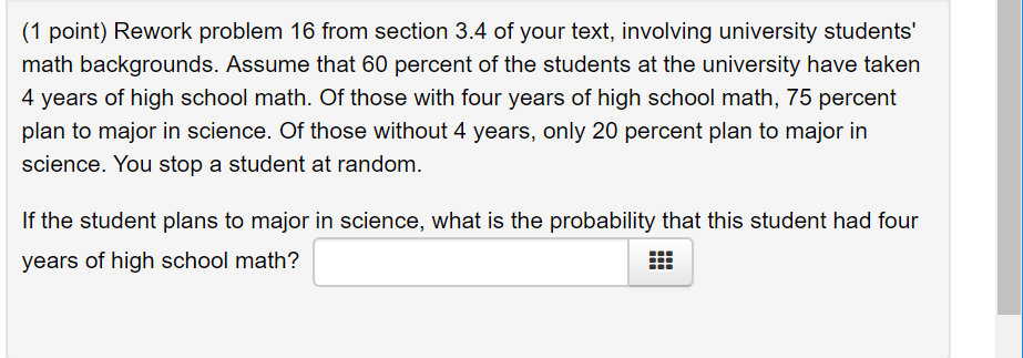 Solved (1 point) Rework problem 28 from section 3.3 of your | Chegg.com