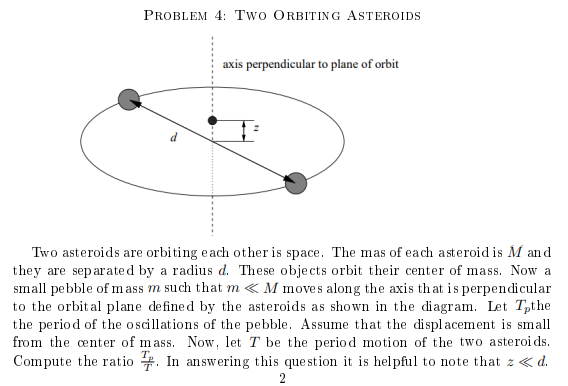 Solved PROBLEM 4: Two ORBITING ASTEROIDS axis perpendicular | Chegg.com