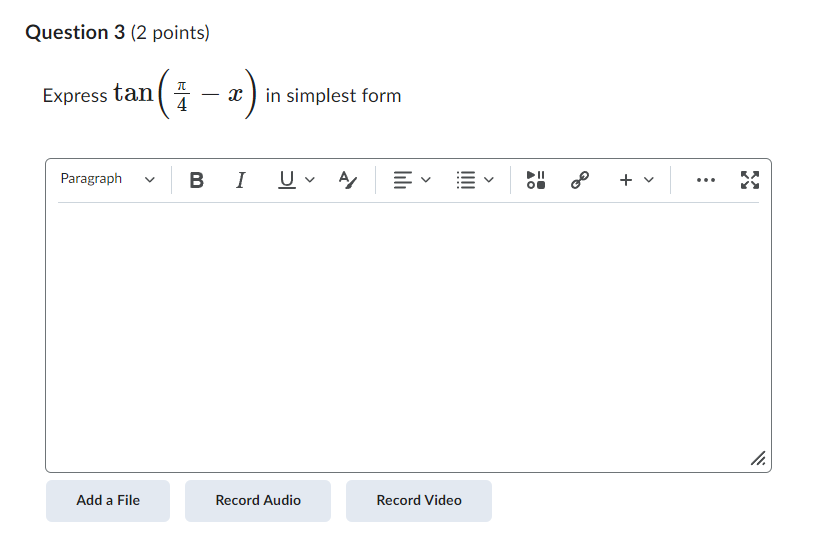Solved Express tan(4π−x) in simplest form | Chegg.com