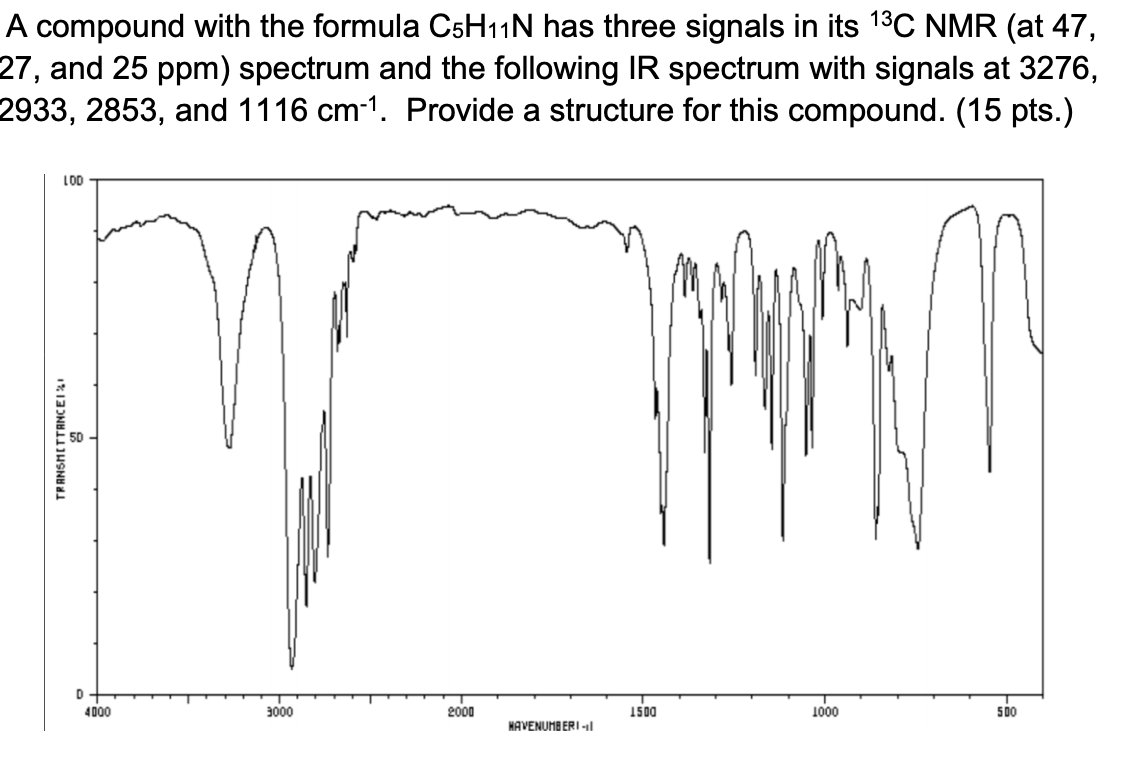 Solved A compound with the formula C5H11N has three signals | Chegg.com