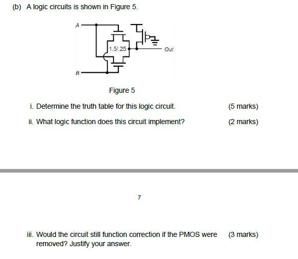 Solved (b) A logic circuits is shown in Figure 5. T 1.57.25 | Chegg.com