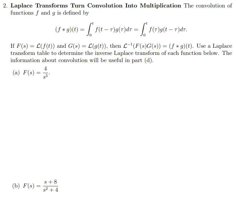 Solved Laplace Transforms Turn Convolution Into | Chegg.com