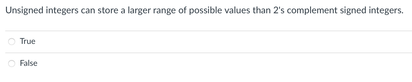 Solved Unsigned integers can store a larger range of | Chegg.com
