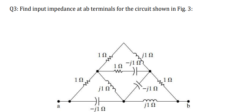 Solved Q3: Find input impedance at ab terminals for the | Chegg.com