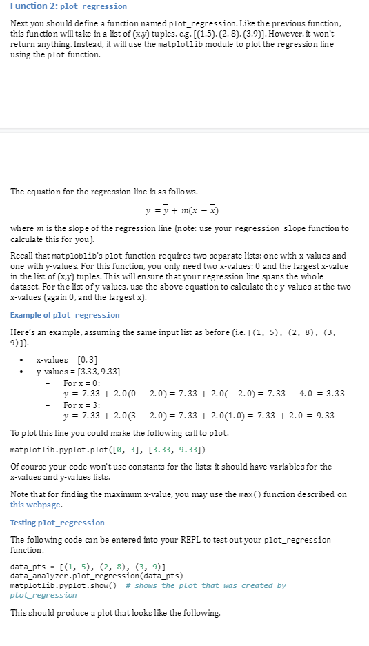 Solved Function 2 Plotregression Next You Should Define A 
