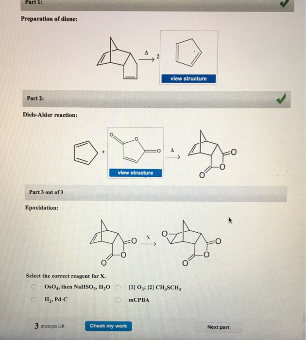 Solved Part I: Preparation of diene: view structure Part 2: | Chegg.com