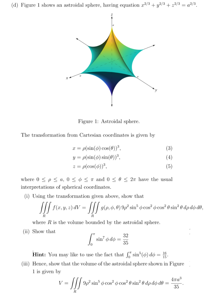 Solved (d) Figure 1 shows an astroidal sphere, having | Chegg.com