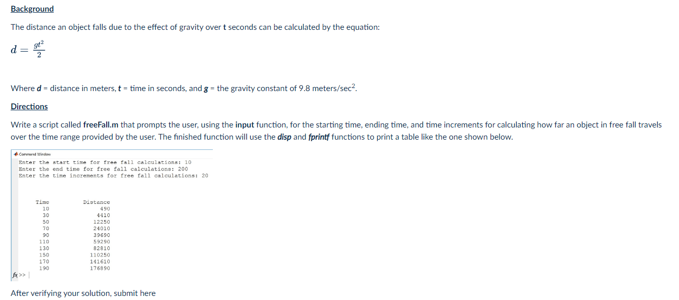 Solved Background The distance an object falls due to the | Chegg.com