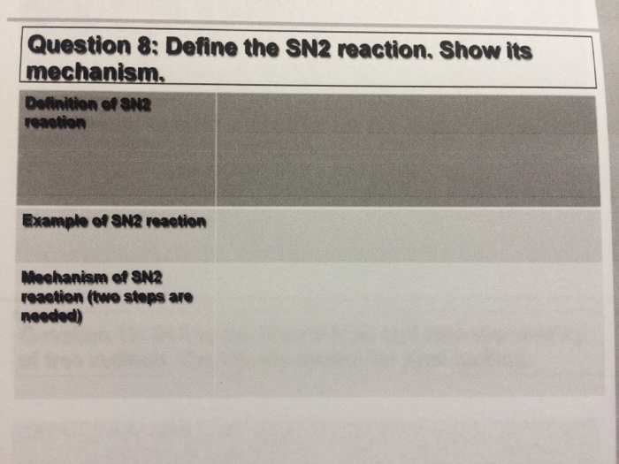 Solved Define the SN2 reaction. Show its mechanism. | Chegg.com