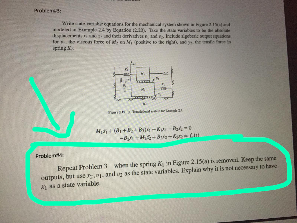 Solved Problem#3: Write state-variable equations for the | Chegg.com
