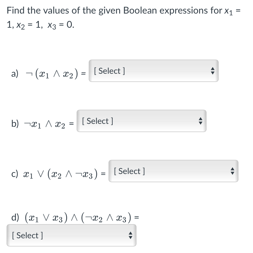 Find the values of the given Boolean expressions for | Chegg.com