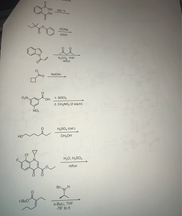 Solved OH 200℃ EtONa EtOH o O K2CO3. THF reflux o NaOAc O2N | Chegg.com