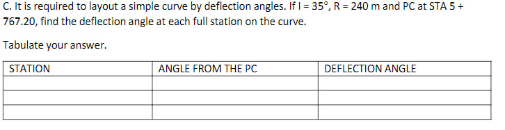 Solved C. It is required to layout a simple curve by | Chegg.com