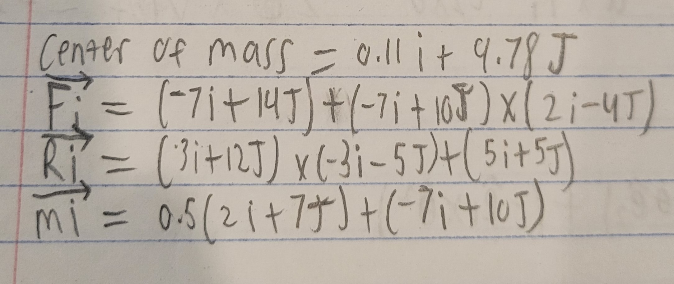 Solved 1. Use the center of mass, r, (computed in part one, | Chegg.com
